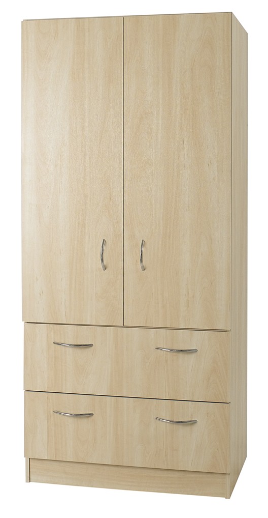 Woodrain 2 Door 2 Drawer Wardrobe - Staddons Beds